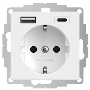 Stopcontact met USB en USBC poort 15W 3A mat wit RAL9010 ...