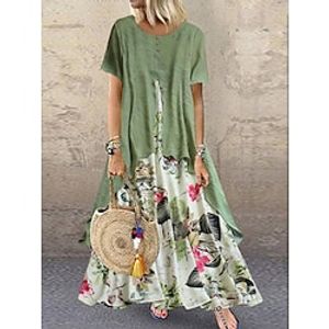 dames casual jurk linnen jurk swing jurk lange jurk maxi ...