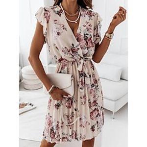 dames casual jurk chiffon jurk midi jurk zwart roze abrik...