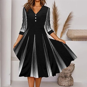 Dames Halflange jurk A lijn jurk Zwart Lange mouw Met ruc...